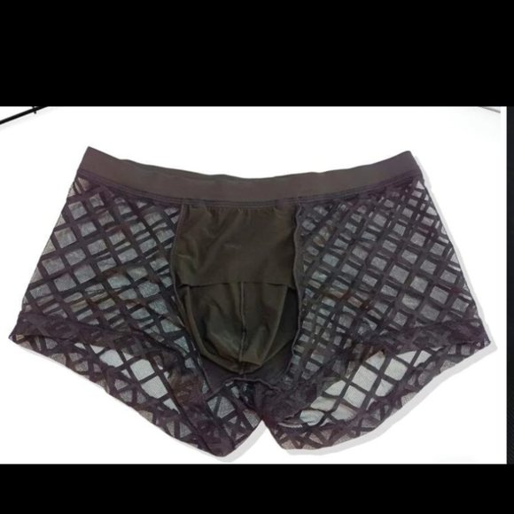Underwear & Socks | Men Sexy Plaid Mesh Panel Boxer Brief | Poshmark